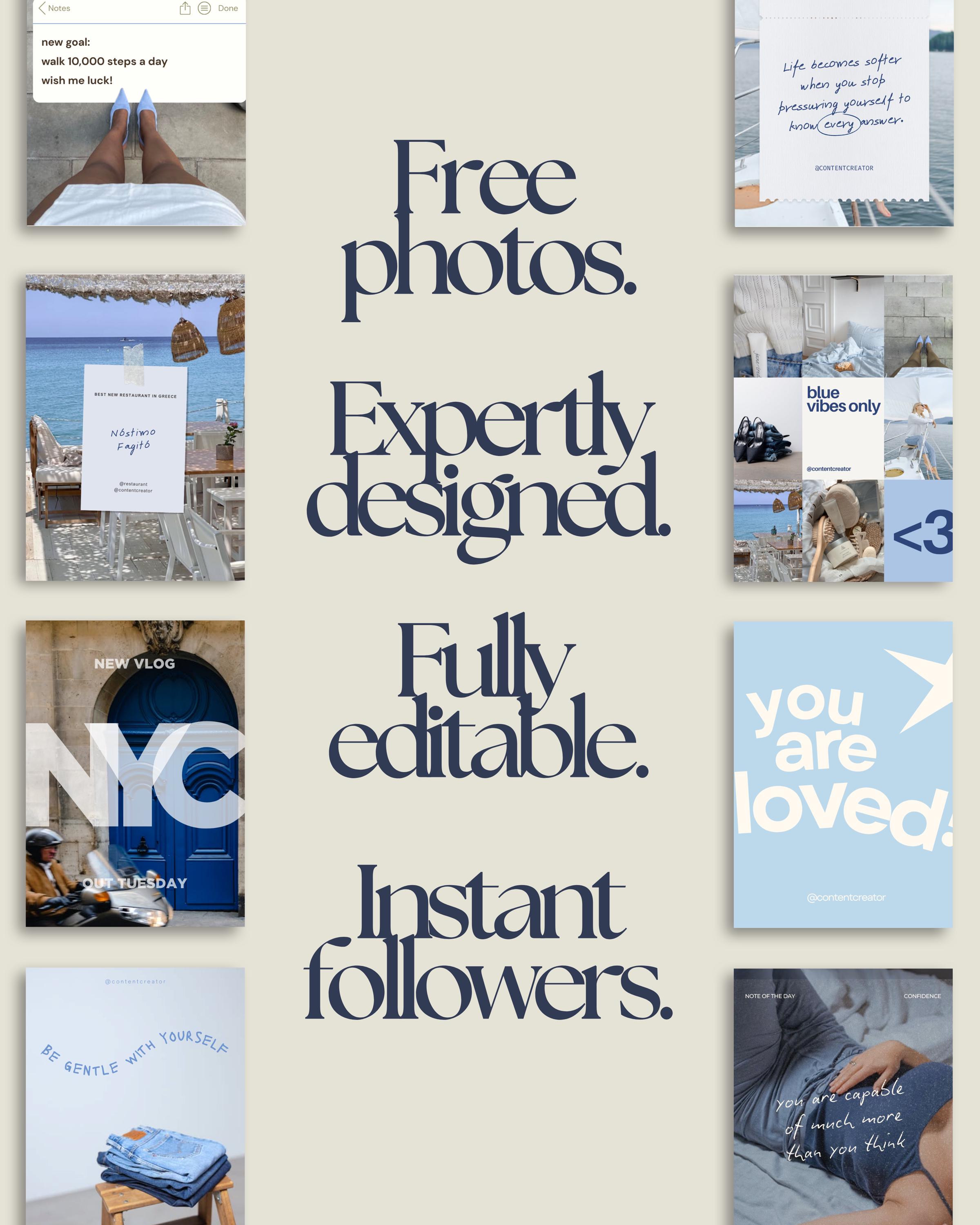 Blue Content Creator Instagram Templates, Social Media Influener Canva ...