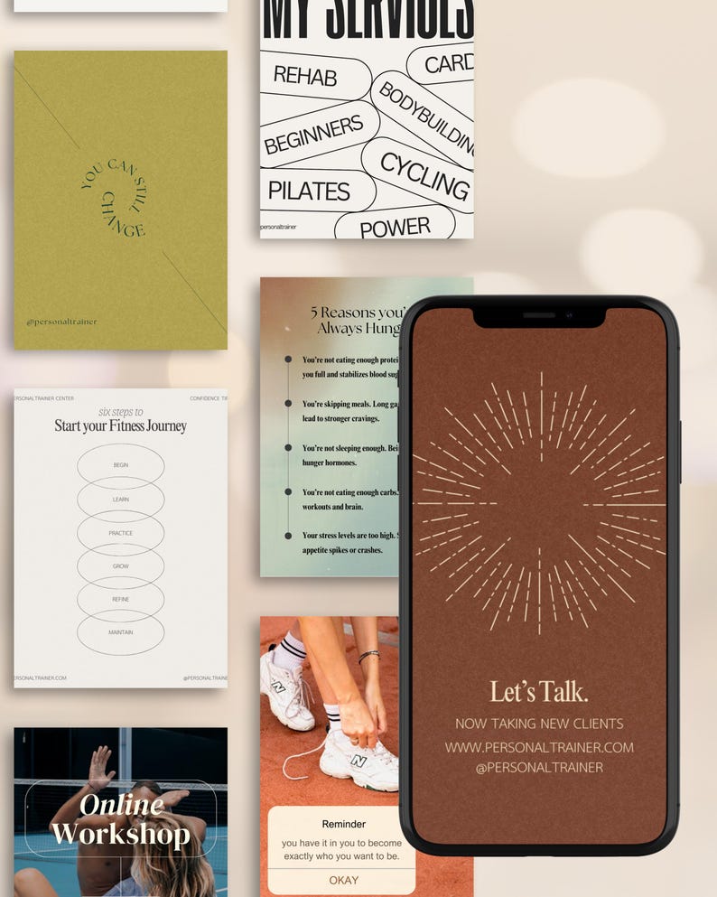 100 Health and Wellness Minimal Instagram Templates: Personal Trainer ...