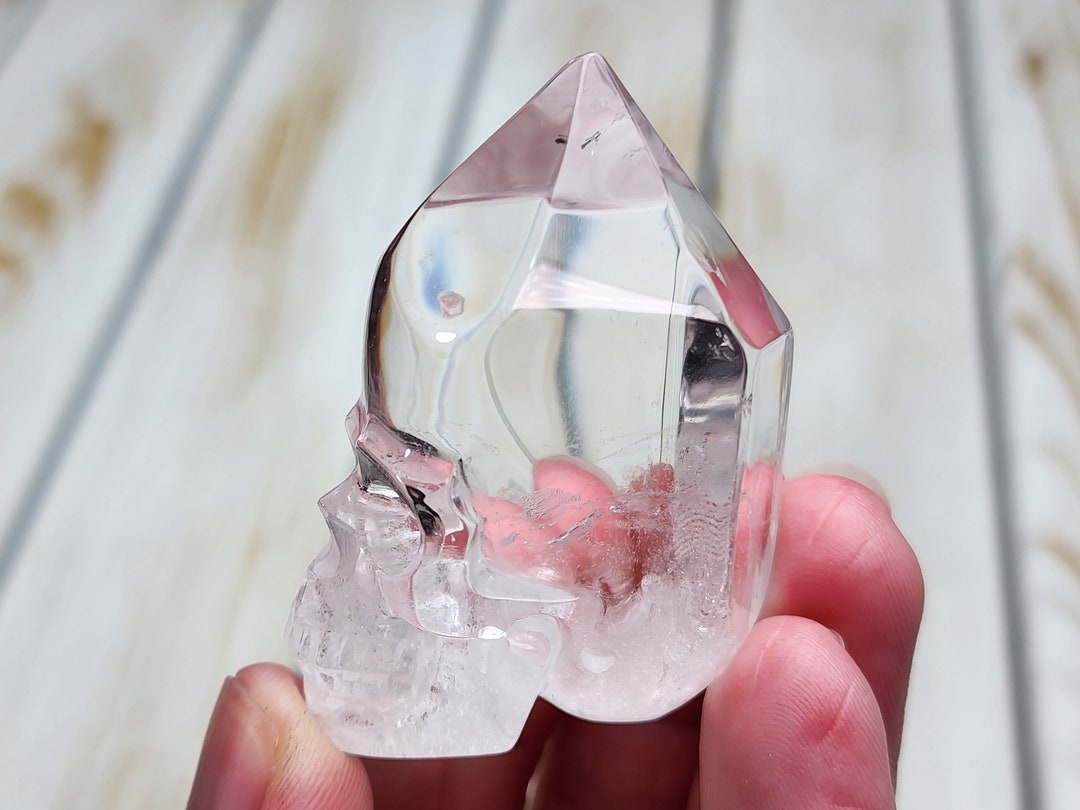 2" AA+ Clear Quartz Skull 62g, Super Realistic Crystal Skull, Optical ...