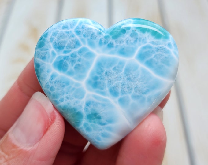 1.8 AAA Larimar Heart 25g, Rare Semi Precious Larimar Palm Stone ...