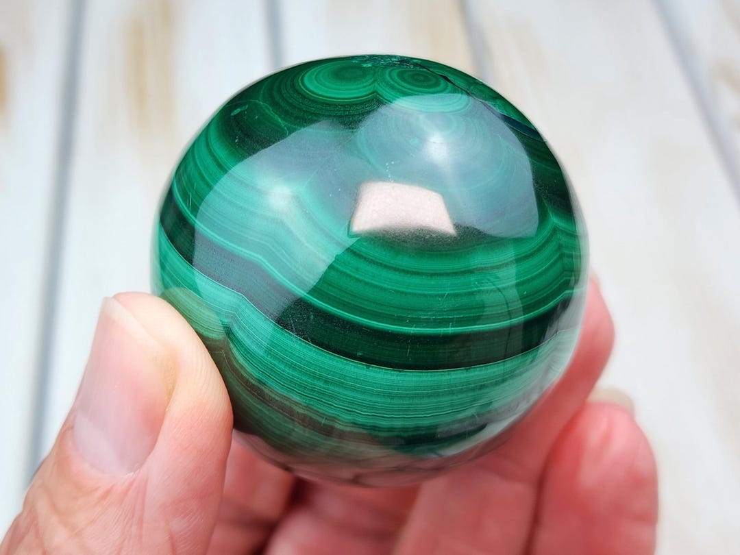 1.9" A+ Malachite Sphere 218g, Natural Untreated Malachite Gem ...