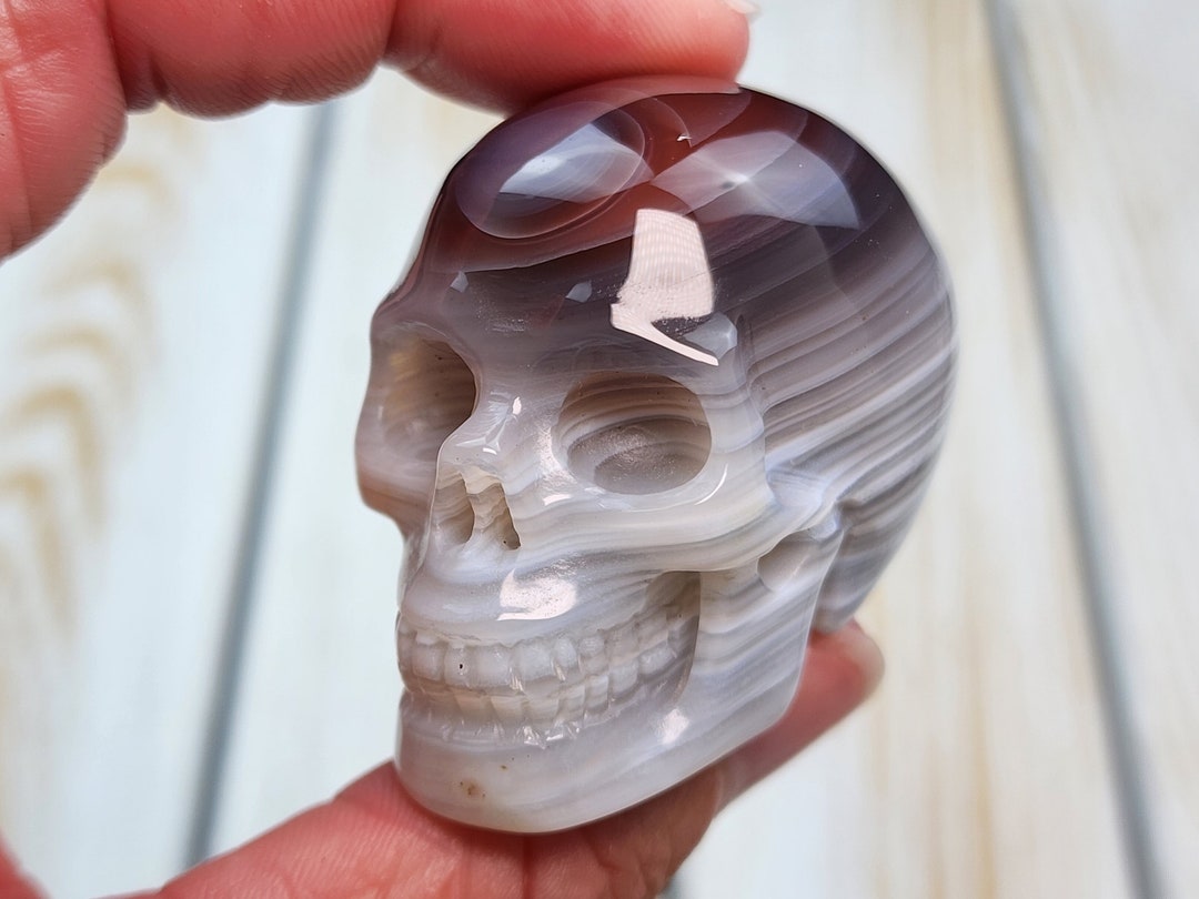 2 A Swazi Agate Skull 86g, Natural Mozambique Agate, Super Realistic ...