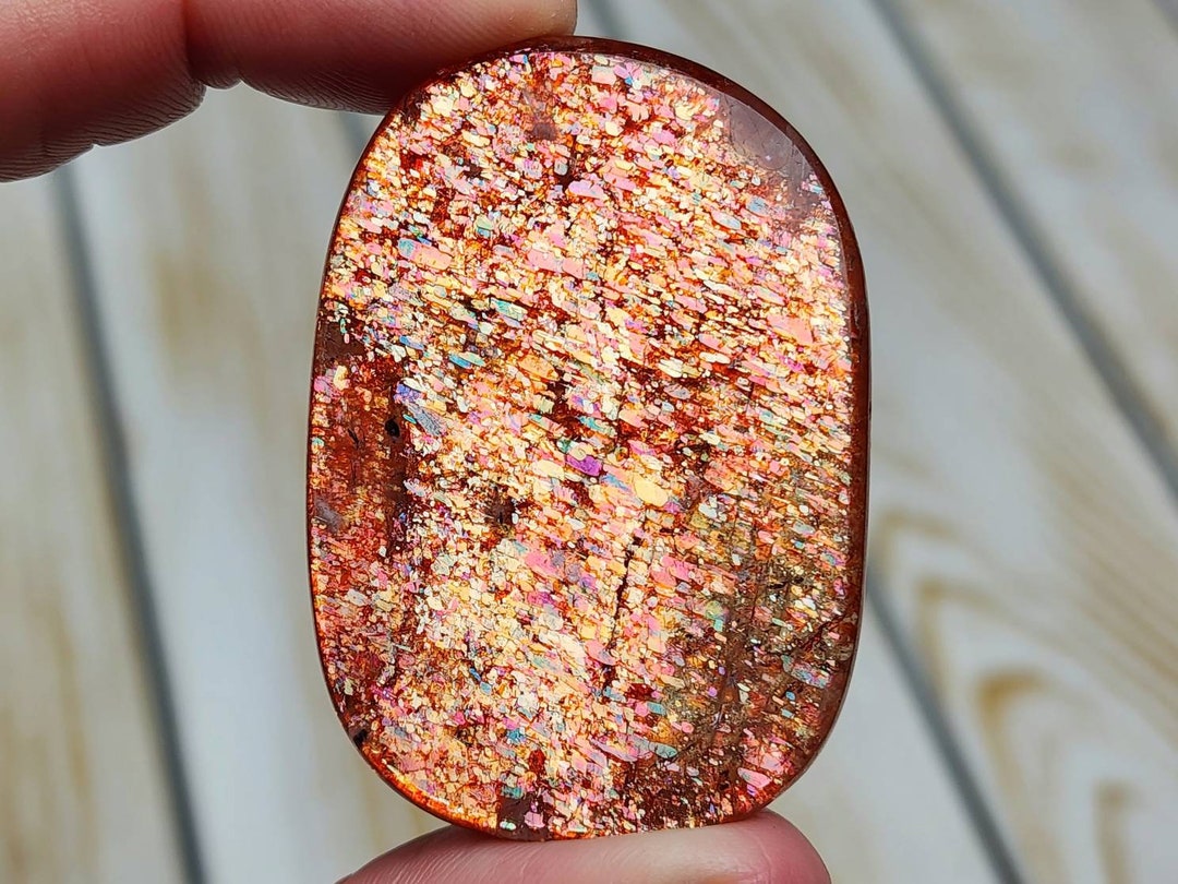 2" AAA Sunstone Palm Stone 34g, Natural Untreated Tanzanian Sunstone ...