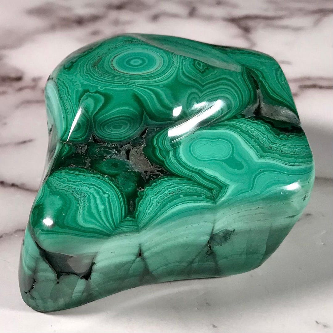 3" A+ Malachite Free Form 212g, Natural Untreated Green Crystal Palm ...