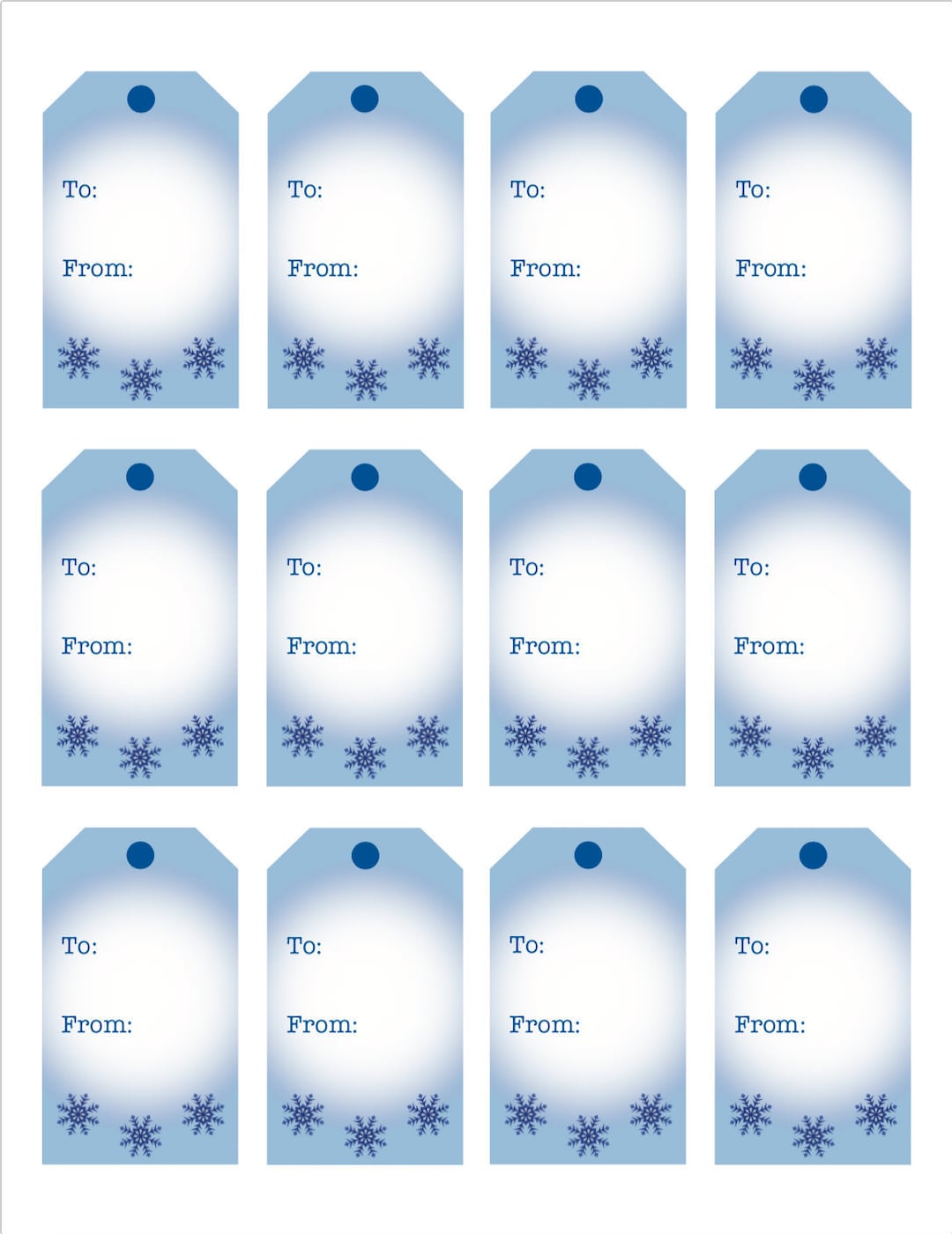 Snowflake Gift Tag (downloadable Sheet of 12) - Etsy