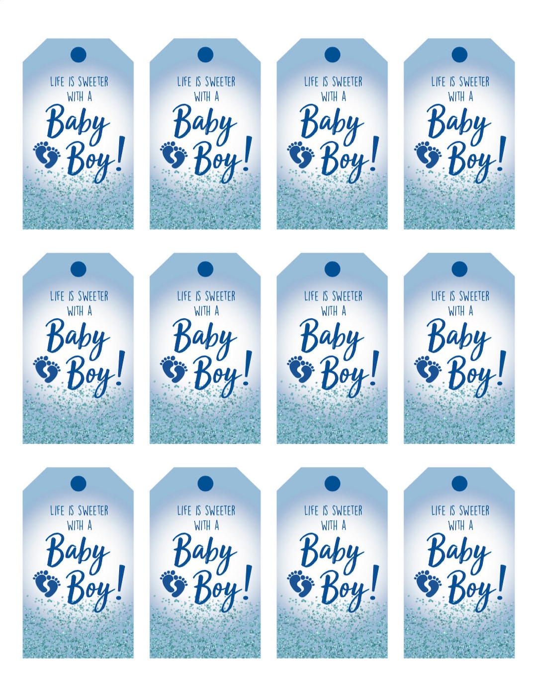 Life is Sweeter With a Baby Boy Gift Tags (downloadable Sheet of 12) - Etsy