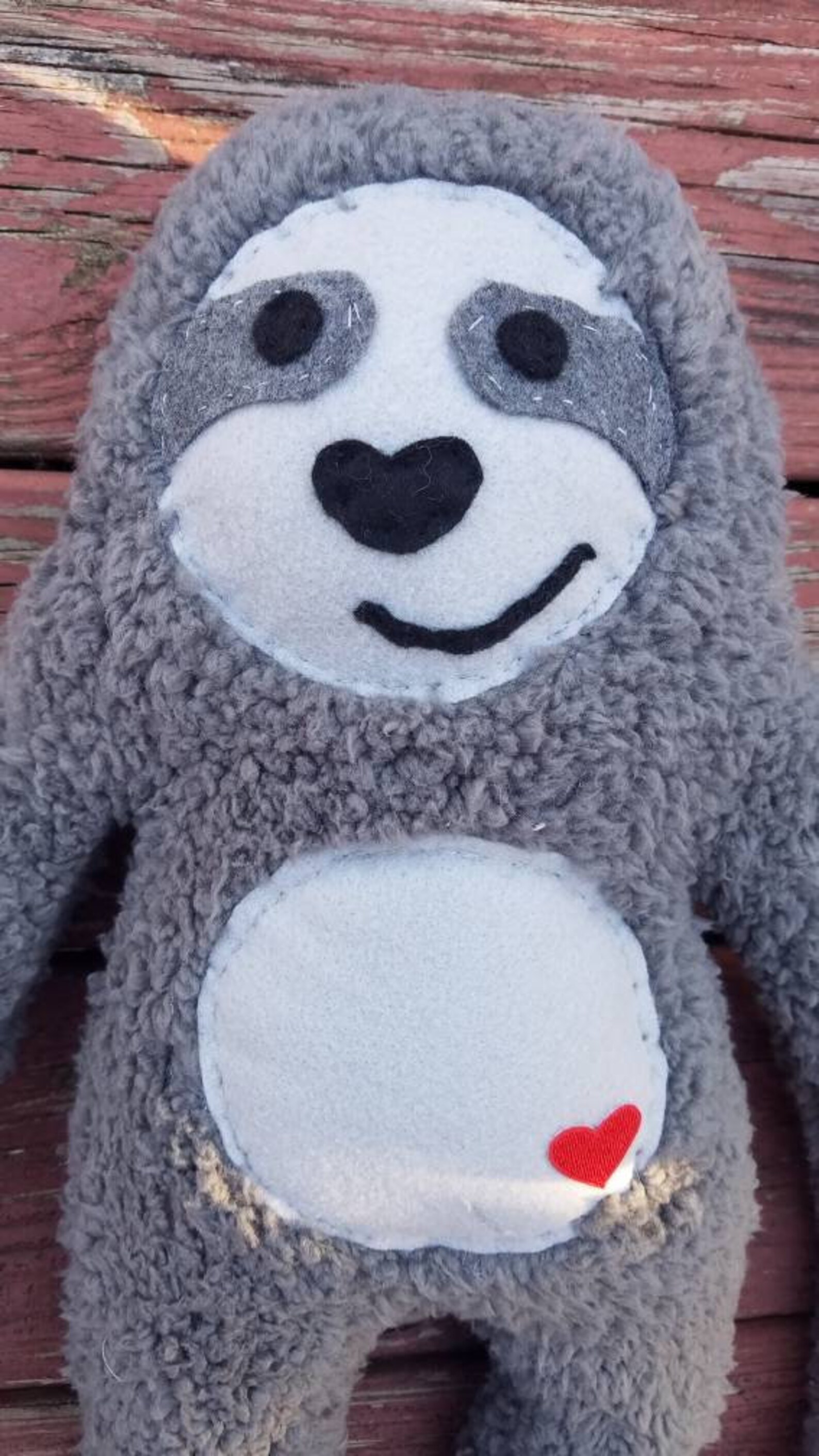 Grey Sloth Stuffed Animal With Heart Plush Doll Gift Toy Baby - Etsy
