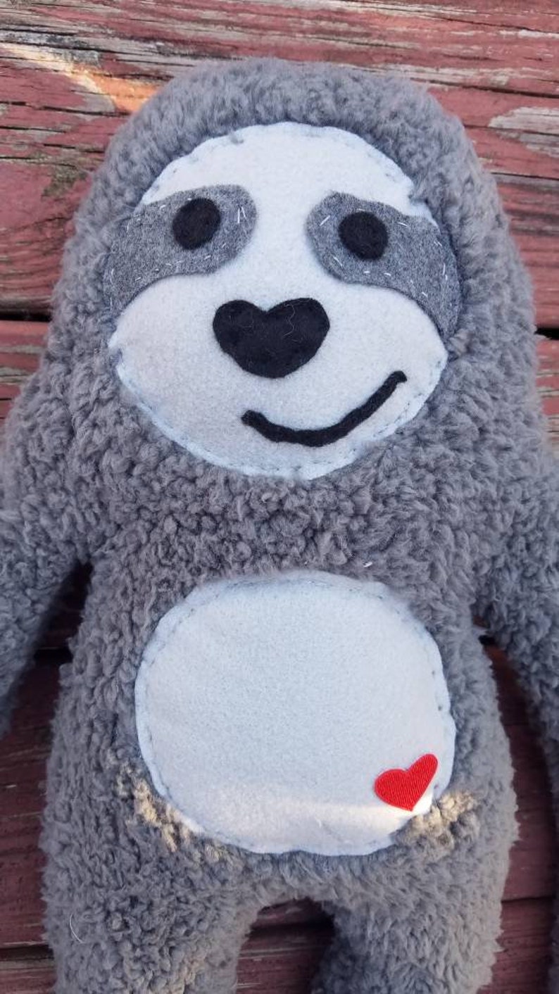 Grey Sloth Stuffed Animal With Heart Plush Doll Gift Toy Baby - Etsy