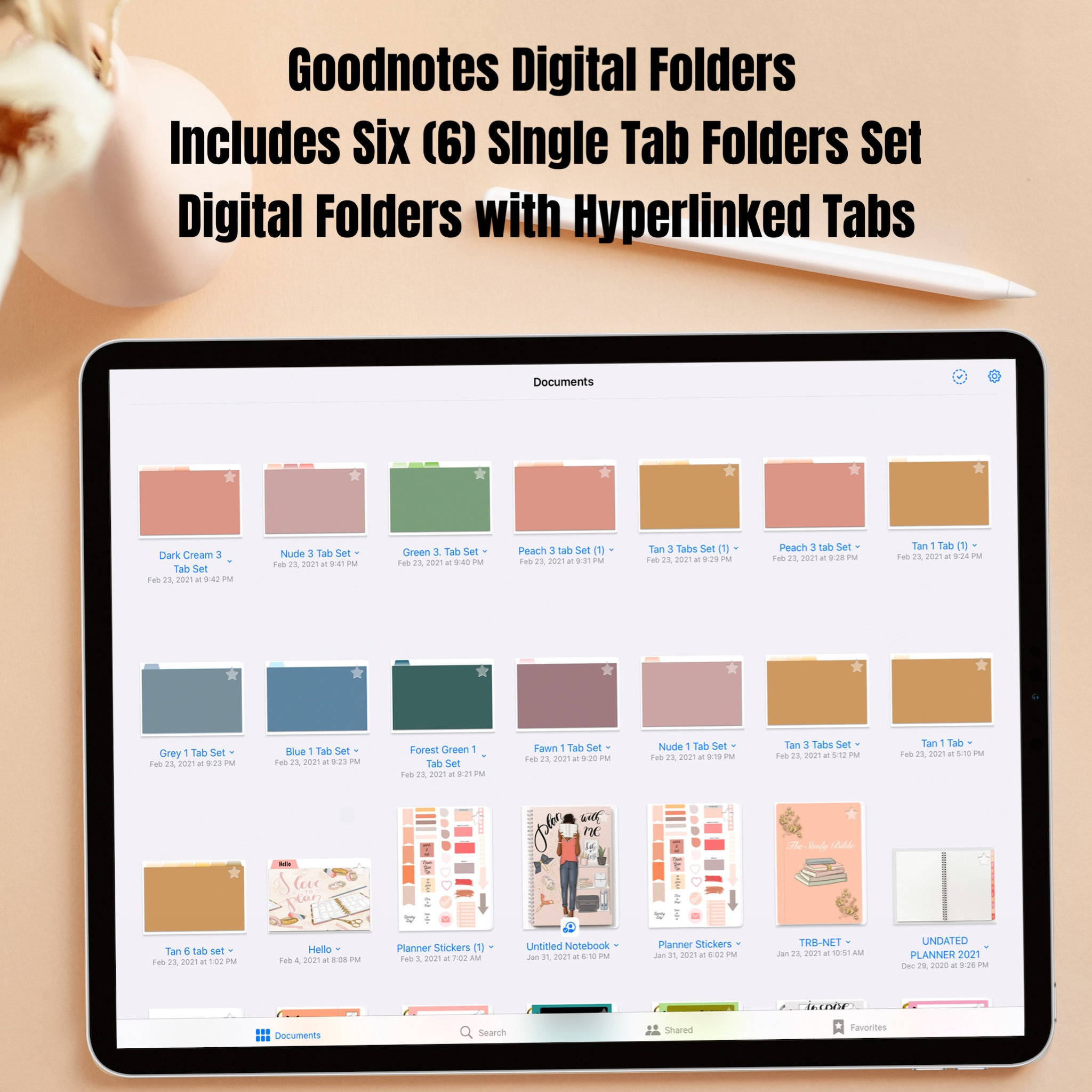 Goodnotes Digital File Folder - Six (6) Single Tab Folders - Etsy