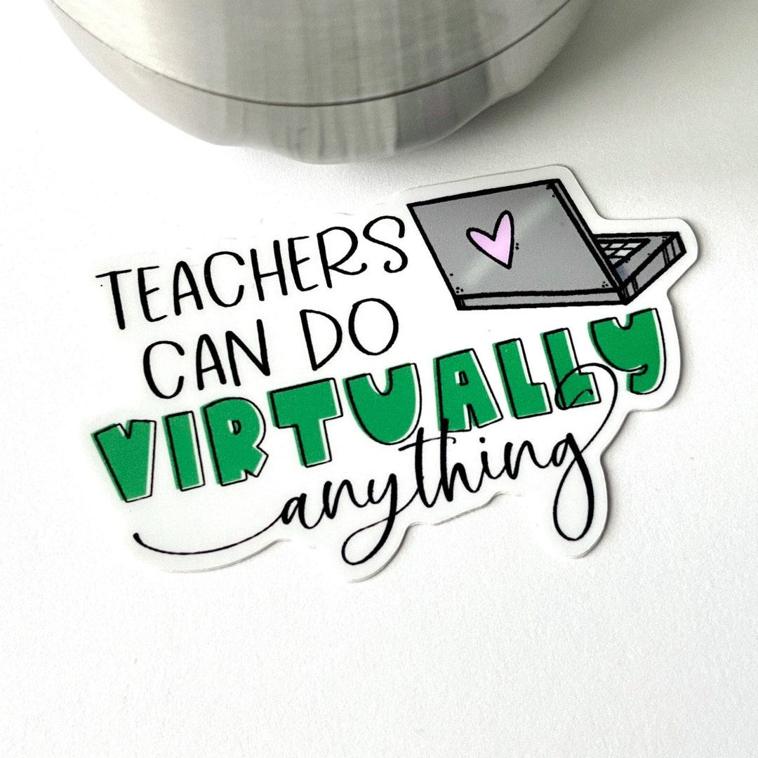 Virtual Learning Funny Teacher Laptop Waterproof Stickers, Cute ...