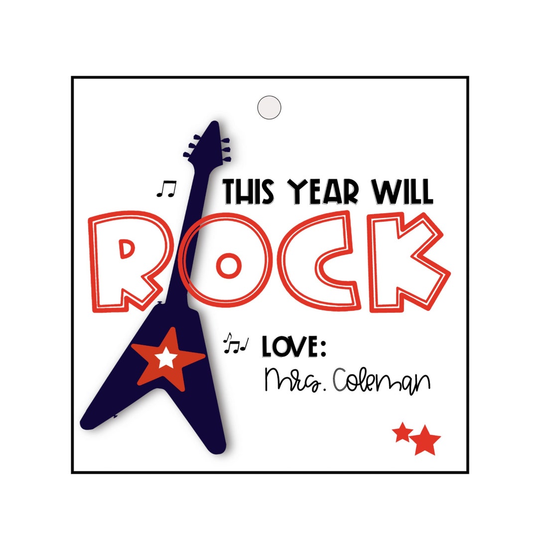 Editable Back to School Gift Tags: Rock Guitar Teacher Template ...