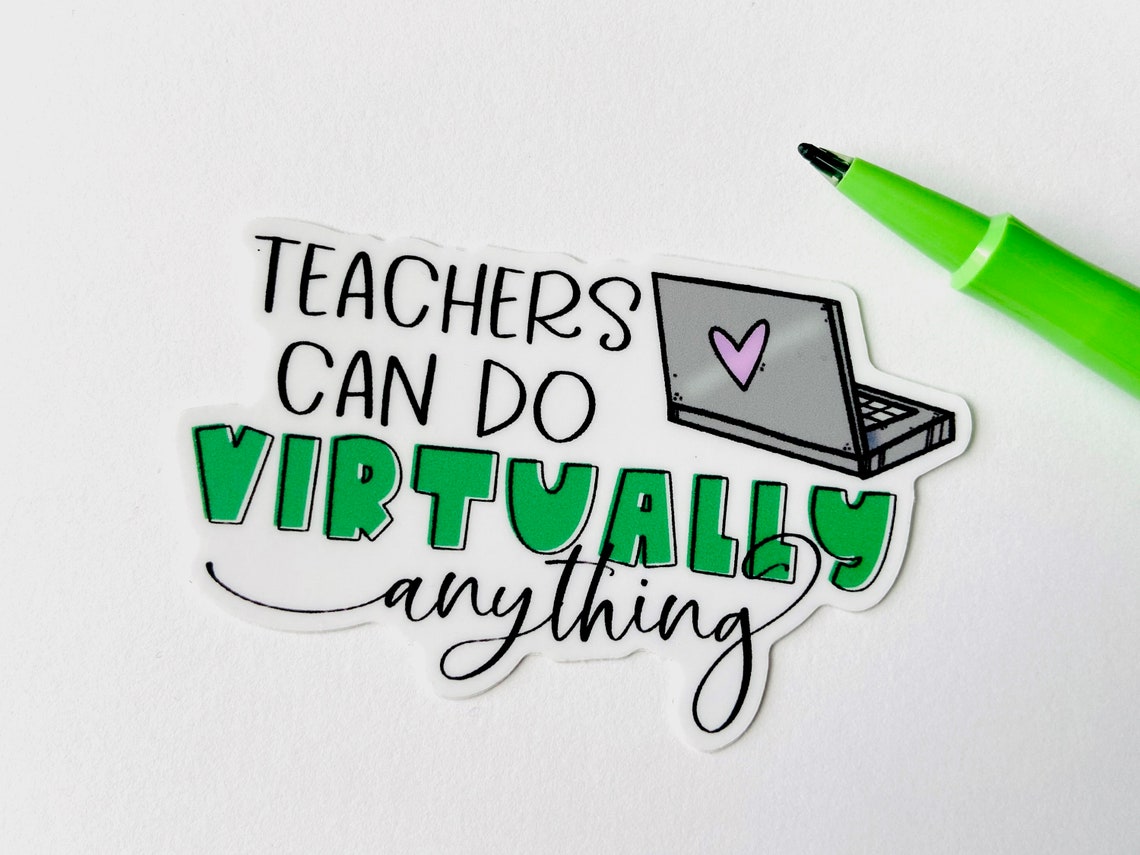 Virtual Learning Funny Teacher Laptop Waterproof Stickers | Etsy