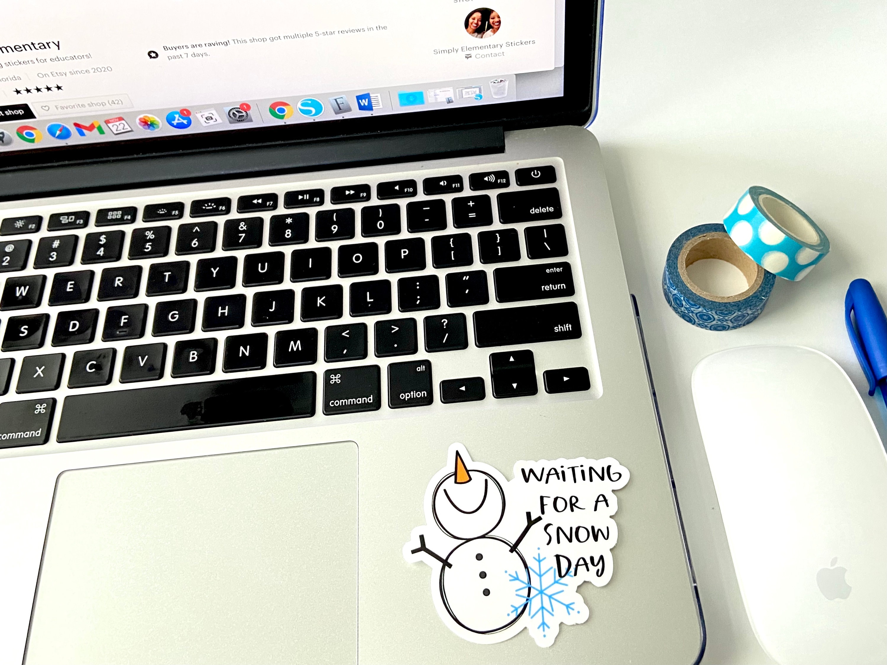 Cute Teacher Snow Day Computer Label Stickers, Teacher MacBook ...