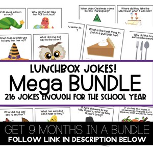 October Lunch Box Jokes for Kids, Editable Lunchbox Notes, Note Card ...