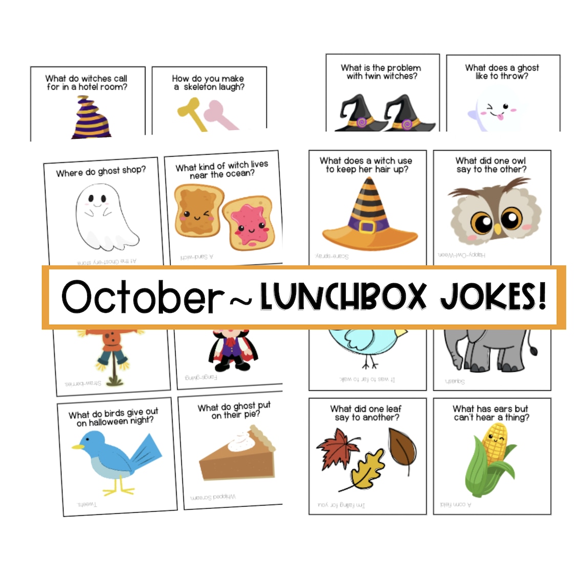 October Lunch Box Jokes for Kids Editable Lunchbox Notes - Etsy