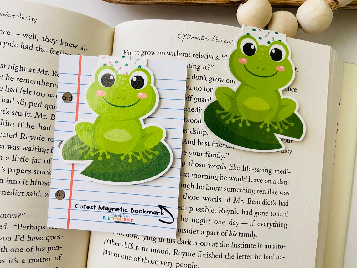 Cute Laminated Frog Magnetic Paper Bookmark Animal Page - Etsy