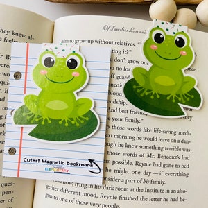Cute Laminated Frog Magnetic Paper Bookmark, Animal Page Holder Book ...