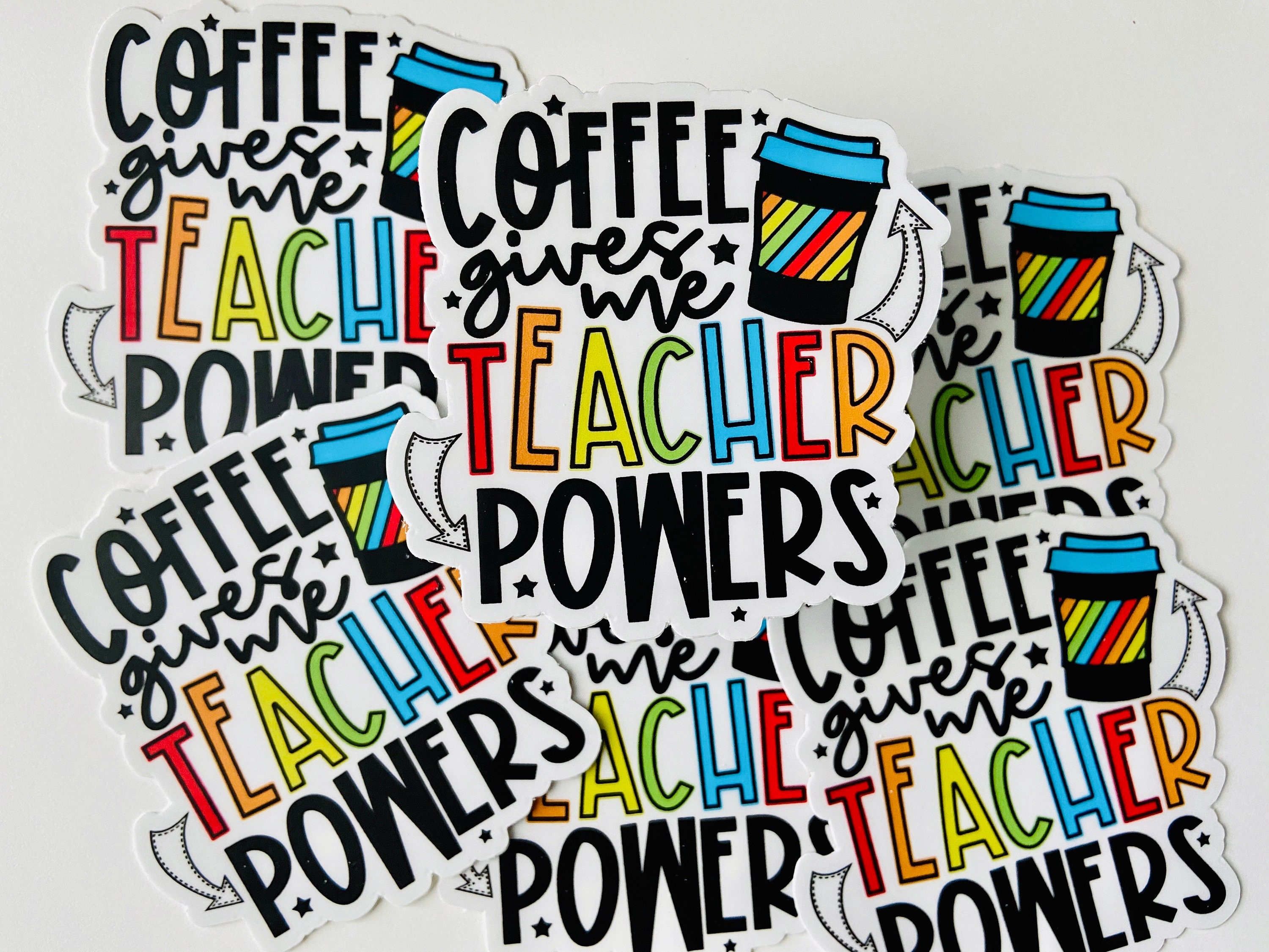 Coffee Lover Teacher Label Stickers Funny Computer Waterproof - Etsy