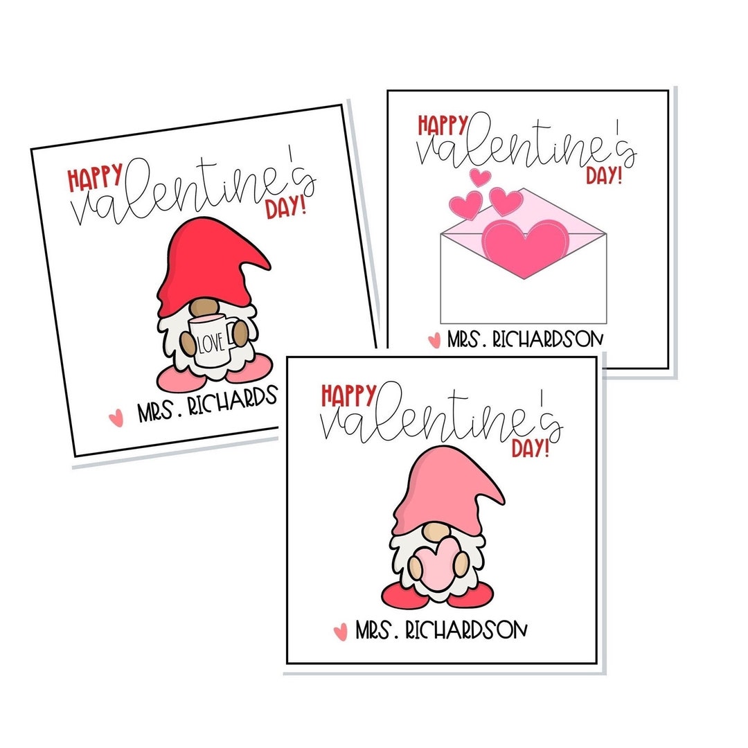 Editable Classroom Template Valentines Day Gift Tags for Kids, Gnomes ...