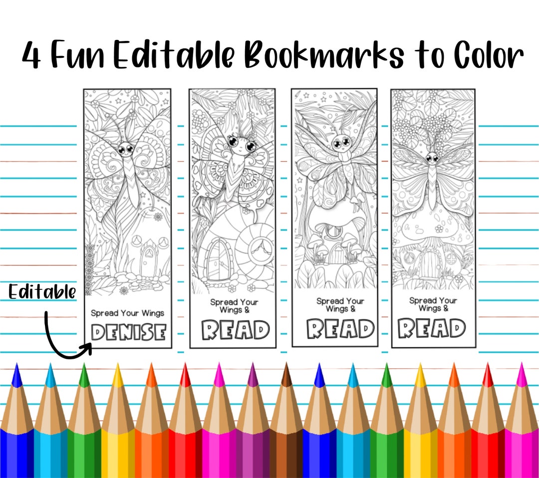 Printable Adult Coloring Pages Bookmarks, Editable Template Digital ...