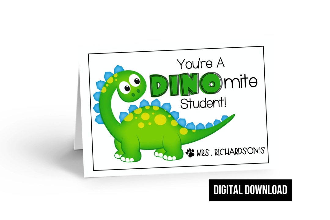 Cute Dinosaur Teacher Printable Stationary Postcards, Editable Animal ...