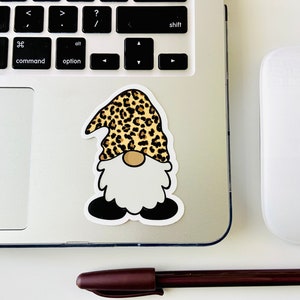 Leopard Gnome Vinyl Water Bottle Label Stickers, Teacher MacBook ...
