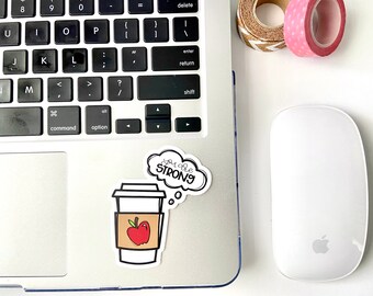 Coffee Lover Teacher Label Stickers Funny Computer Waterproof | Etsy