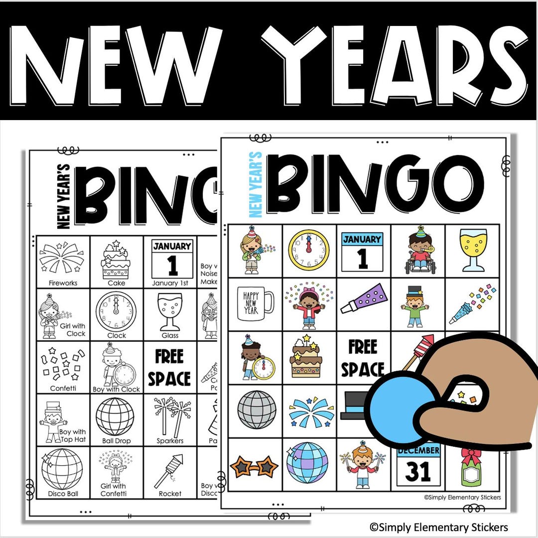 Cartes et jeux de bingo à imprimer pour le Nouvel An, Bingo des Fêtes à ...