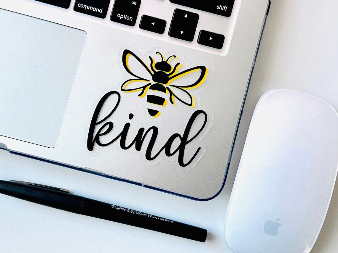 Cute Bee Kind Vinyl Clear Waterproof Stickers, Printed Computer Label ...