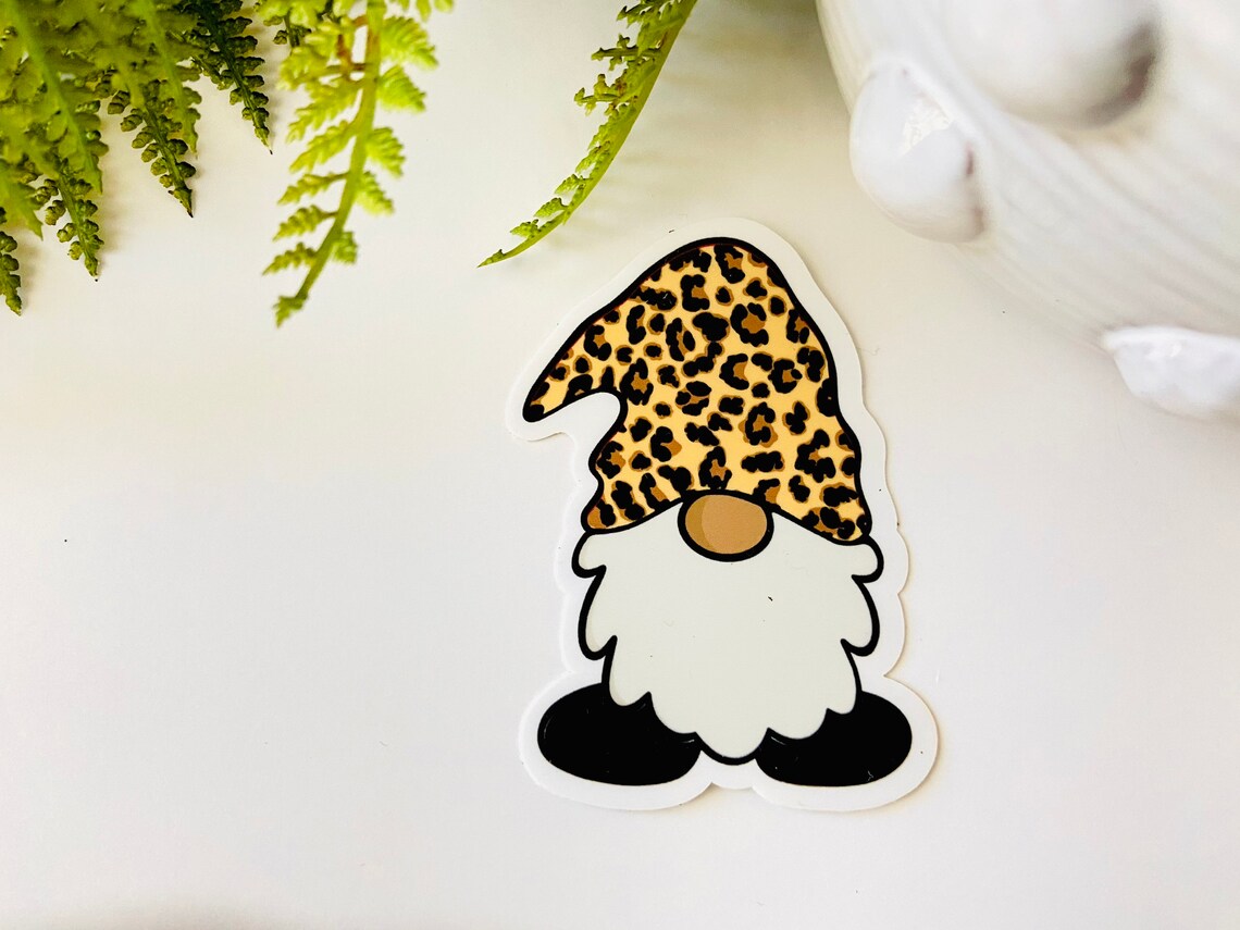 Leopard Gnome Vinyl Water Bottle Label Stickers Teacher | Etsy