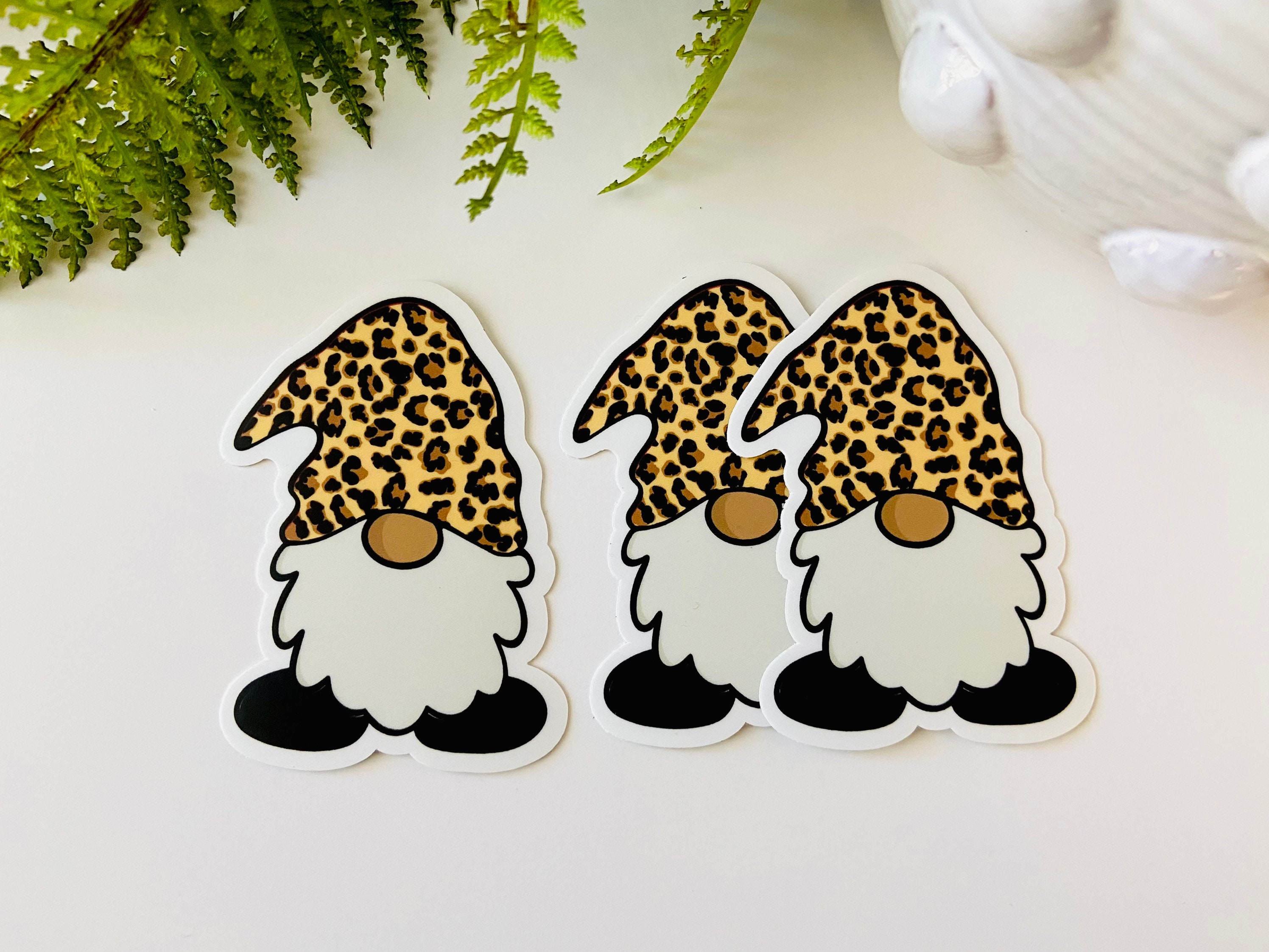 Leopard Gnome Vinyl Water Bottle Label Stickers Teacher | Etsy