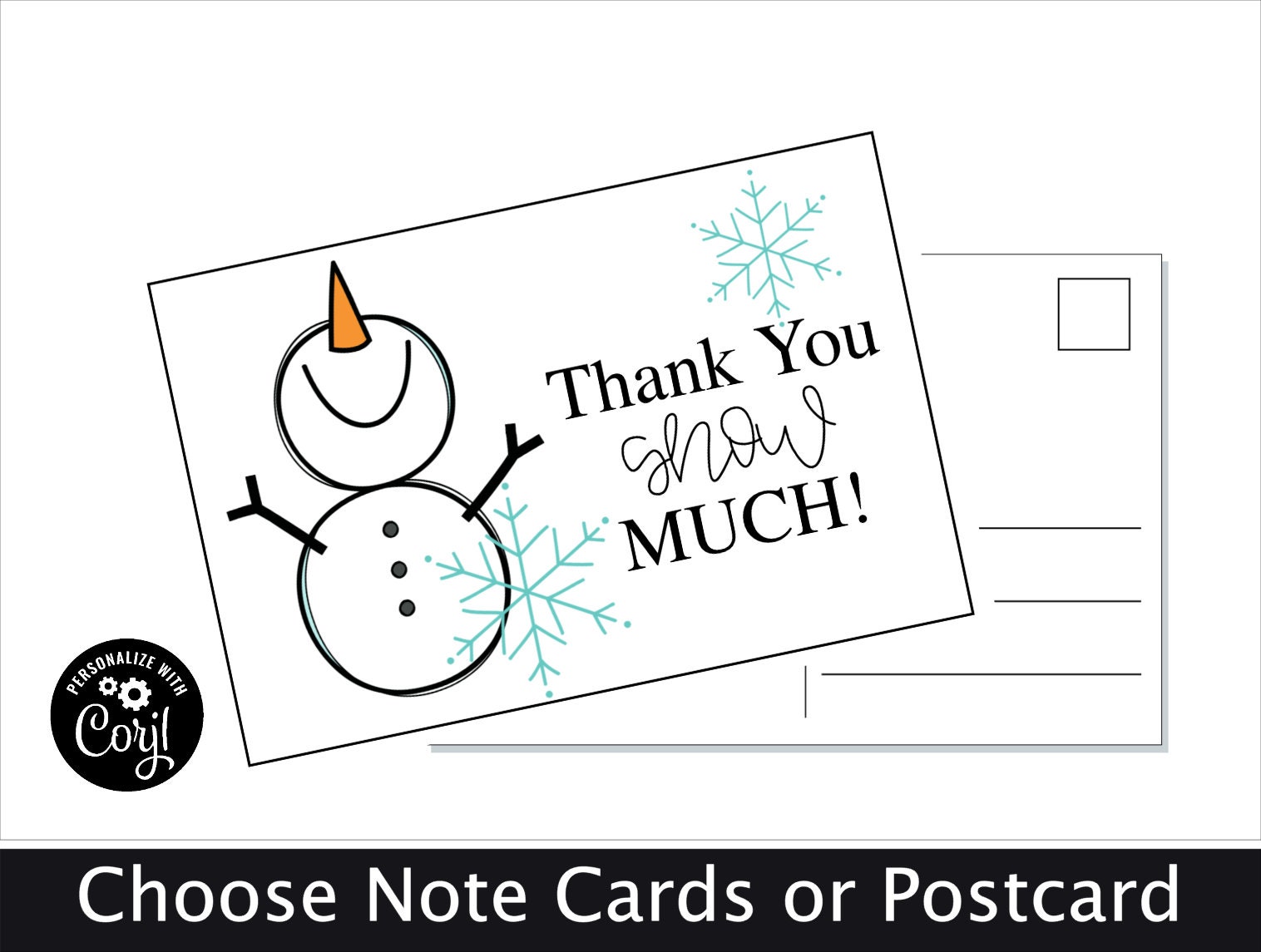 Snow Day Thank You Postcards: Teacher Note Card Templates (digital ...