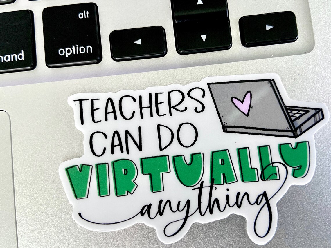 Virtual Learning Funny Teacher Laptop Waterproof Stickers | Etsy