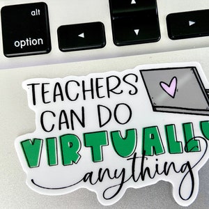 Virtual Learning Funny Teacher Laptop Waterproof Stickers, Cute ...