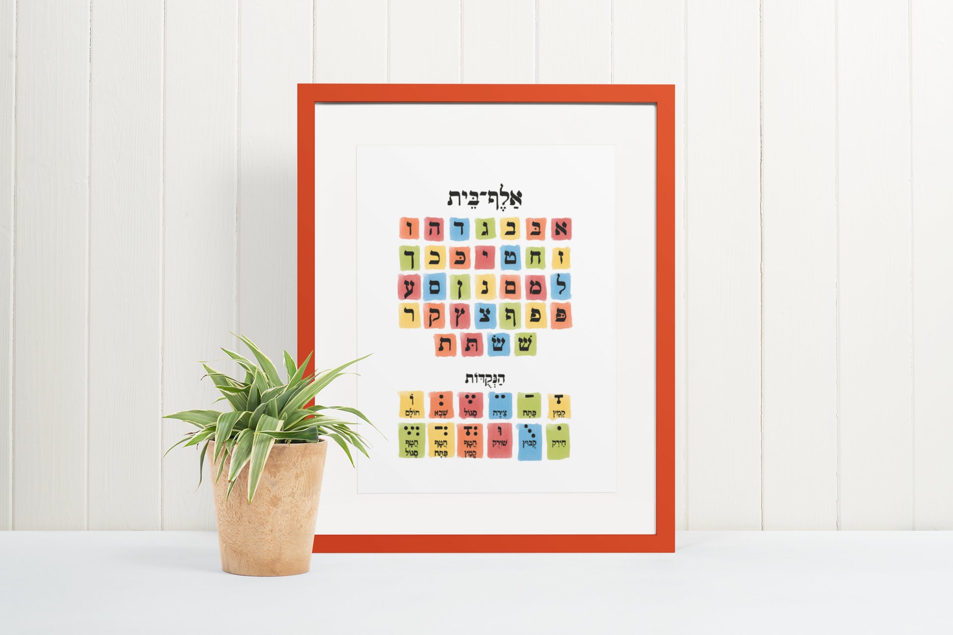 Aleph Beis Chart Rainbow Hebrew Letter Poster Nekudos - Etsy