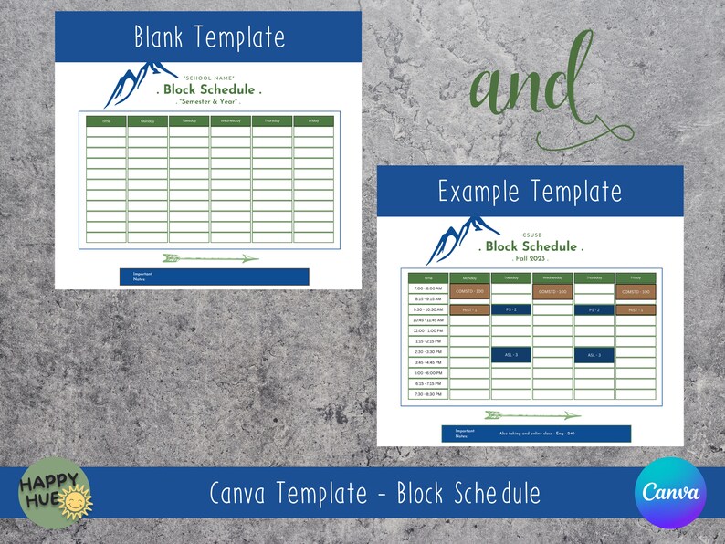 Nature Designed Block Schedule, Class Planner Canva Template, Day ...