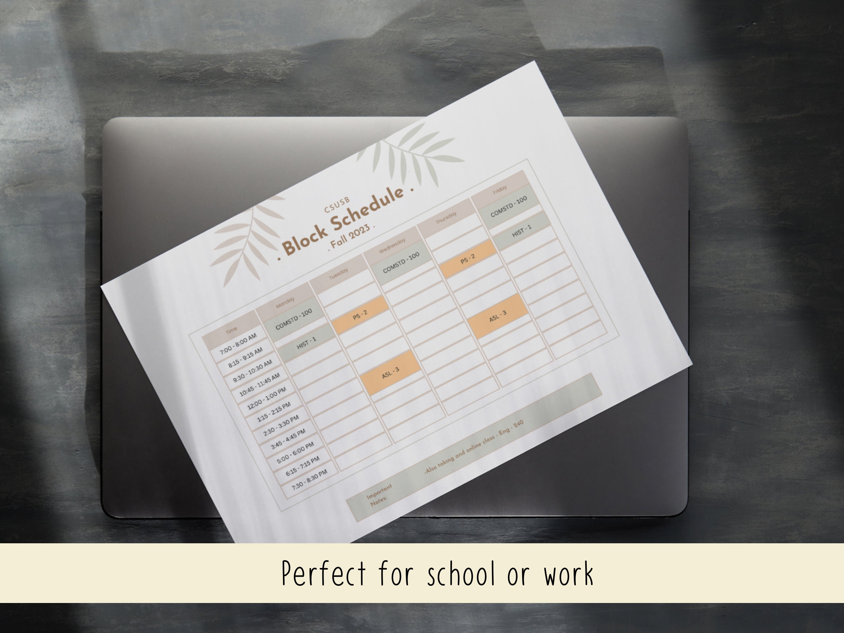 Aesthetic Boho Block Schedule, Class Planner Canva Template, Day ...