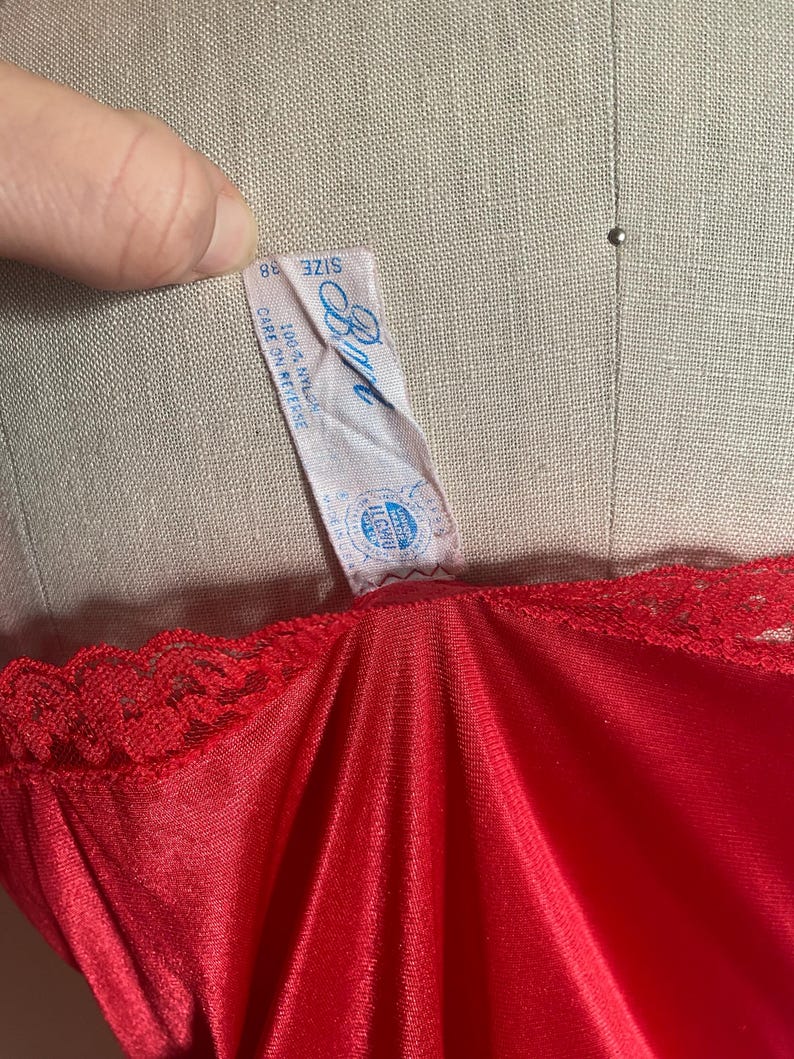Vintage Red Lace Slip 1960s Size 38 - Etsy