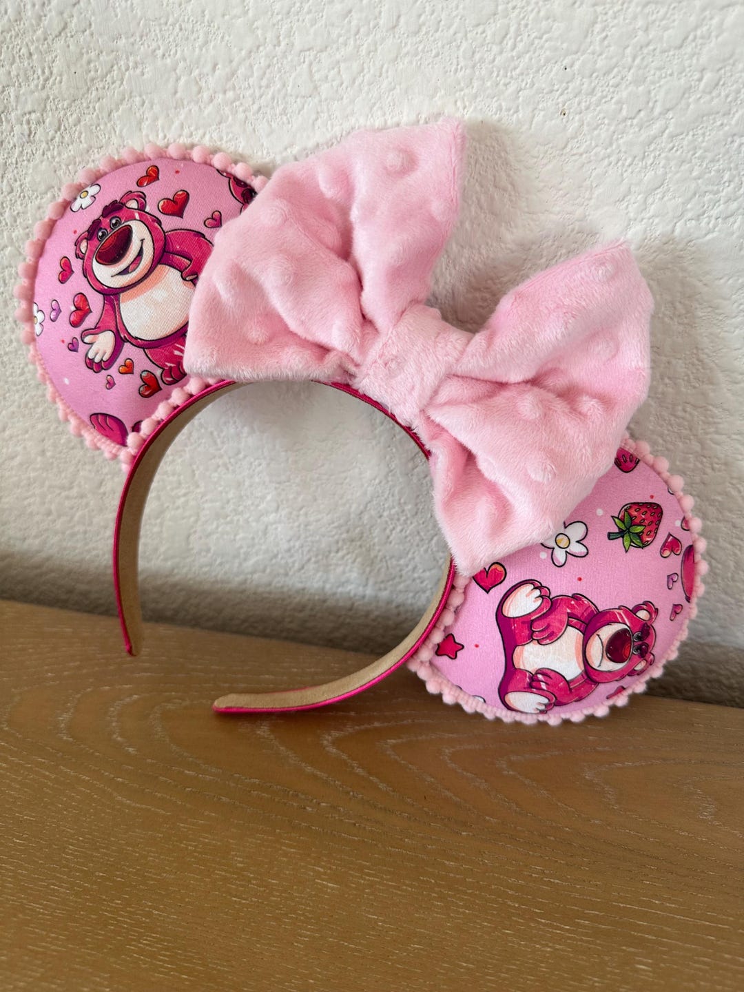 Lotso-inspired Pink Bear Disney Ears: Handmade Headband for Pixar Toy ...