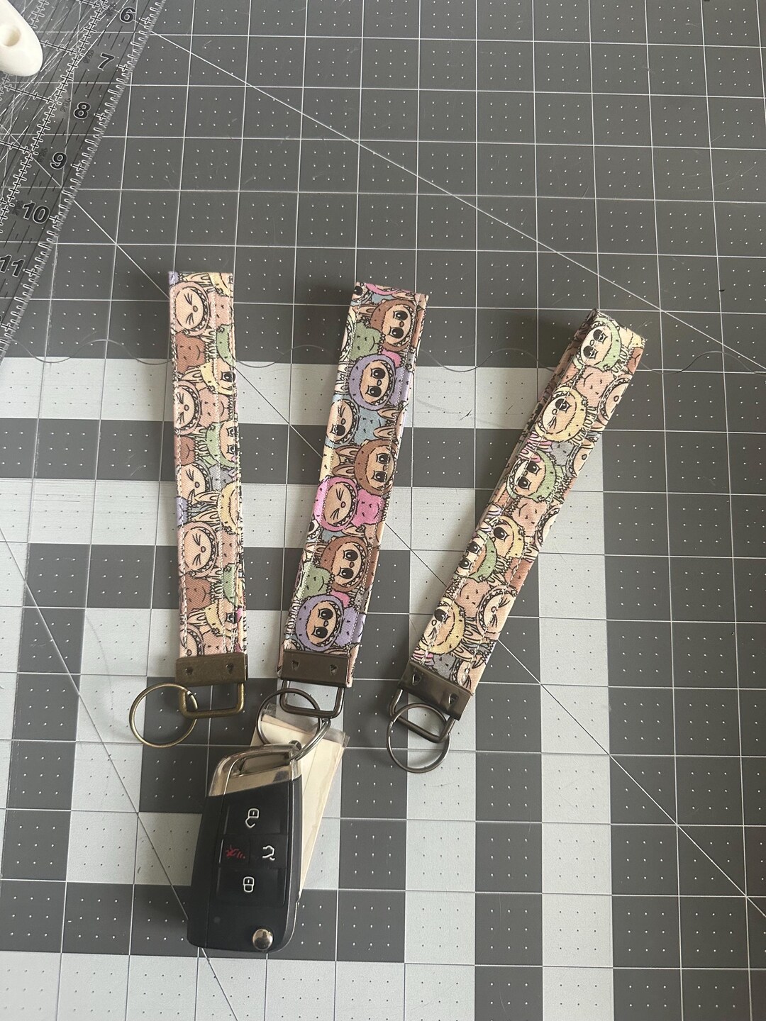 Quirky Character Fabric Key Fob Wristlet: Labubu-inspired Keychain ...