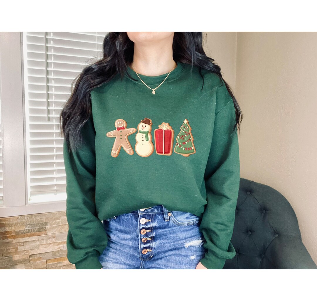 Gingerbread Cookies Sweatshirt, Christmas Tree Sweatshirt, Gingerbread ...