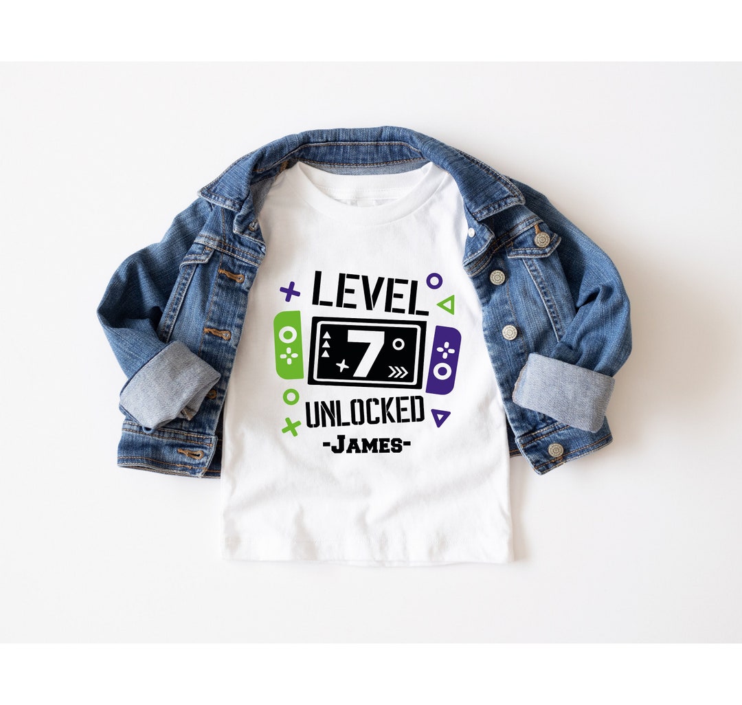Custom Level Unlocked Shirt, Level 7 Unlocked, Boy Gamer Shirt, Kids ...