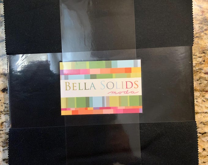 BELLA SOLIDS by Moda Layer Cake 42 Black Precut 10 Fabric Squares 100% ...