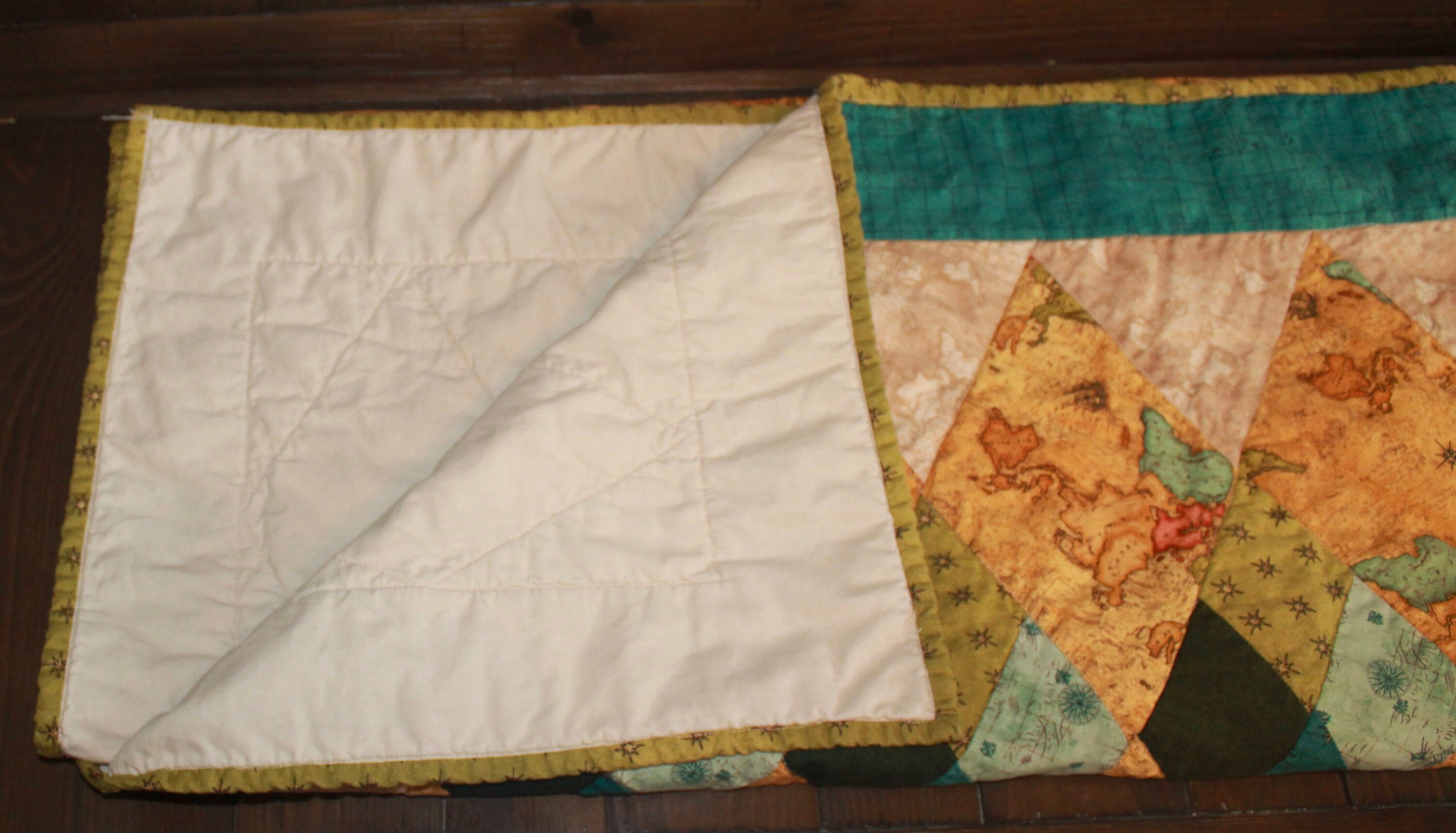 Argyle Pattern Blue and Green World Map Lap Quilt, Travel Themed ...