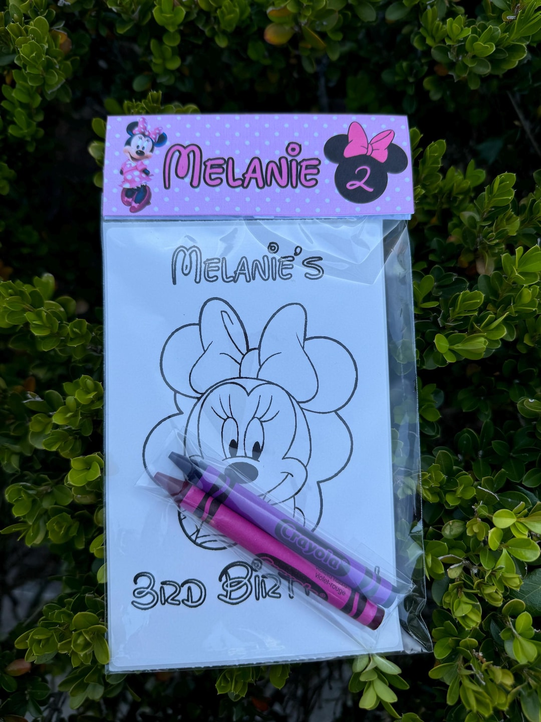 Minnie Mouse Birthday Personalized Coloring Pages With Crayons ...