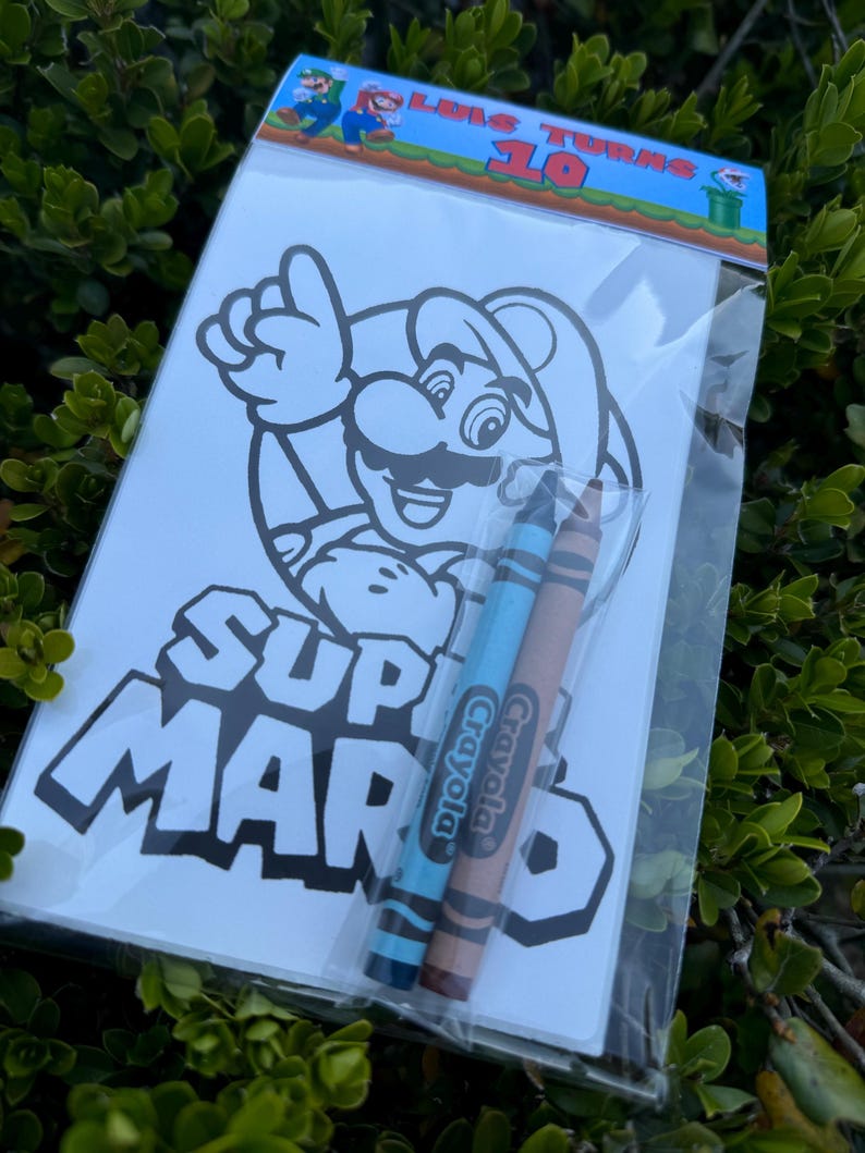 Super Mario Bros Birthday Personalized Coloring Pages With Crayons ...