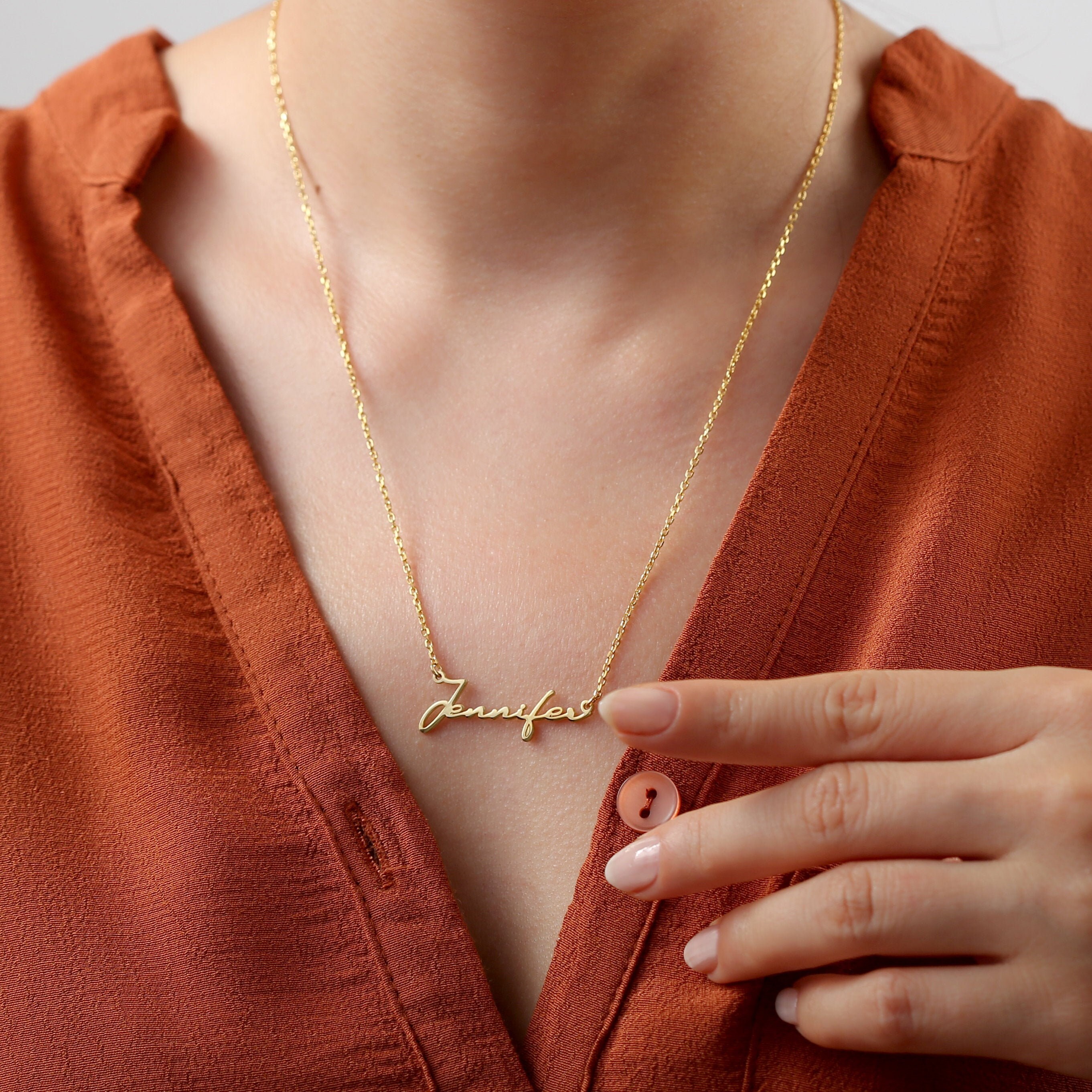 Name Necklace Cursive Name Necklace Personalized Name - Etsy