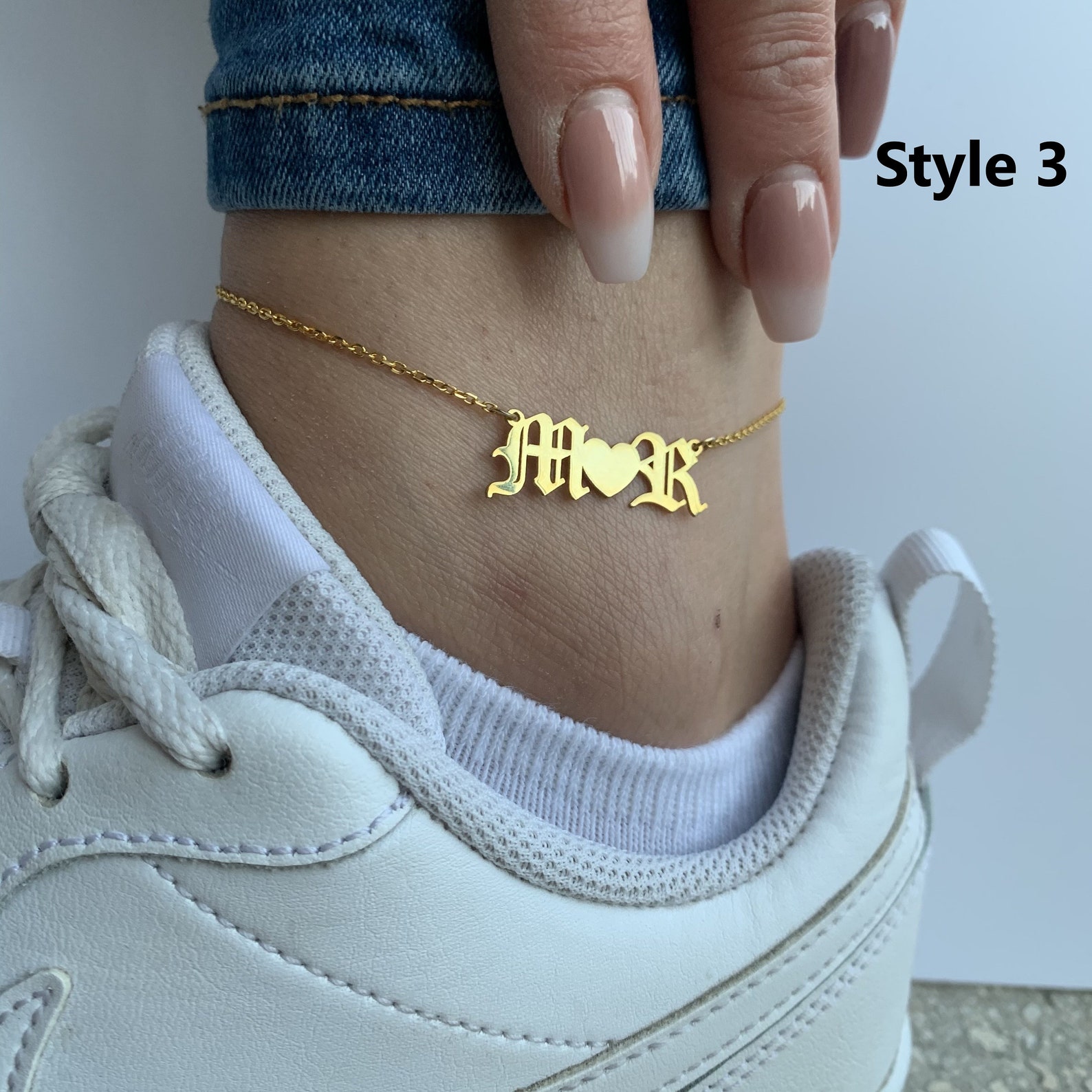 Personalized Initial Anklet Letter Anklet Two Initials with | Etsy