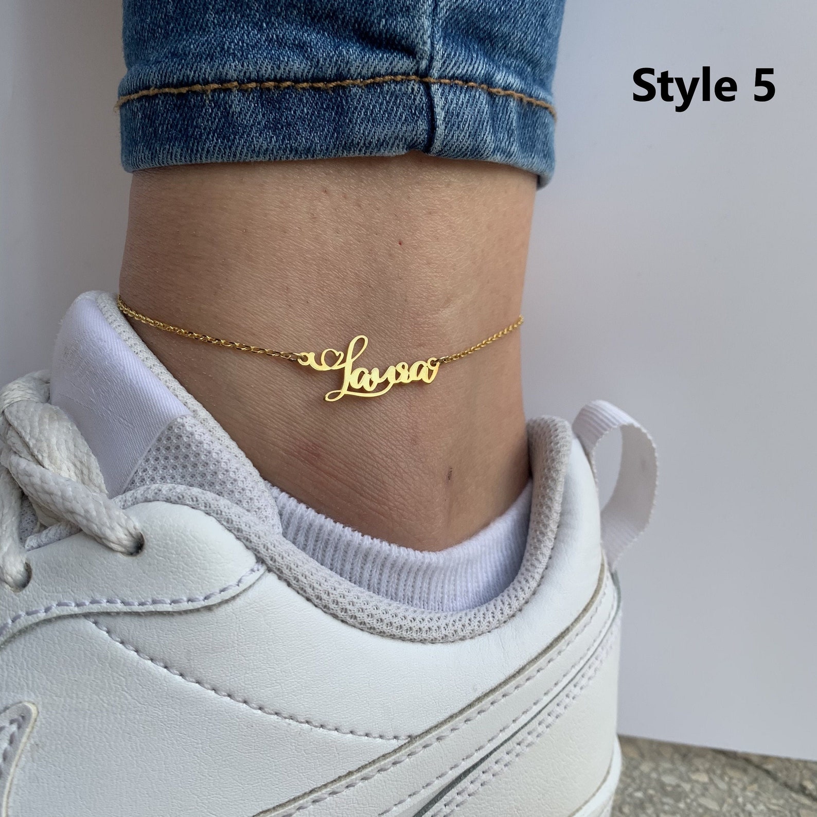 Personalized Initial Anklet Letter Anklet Two Initials with | Etsy