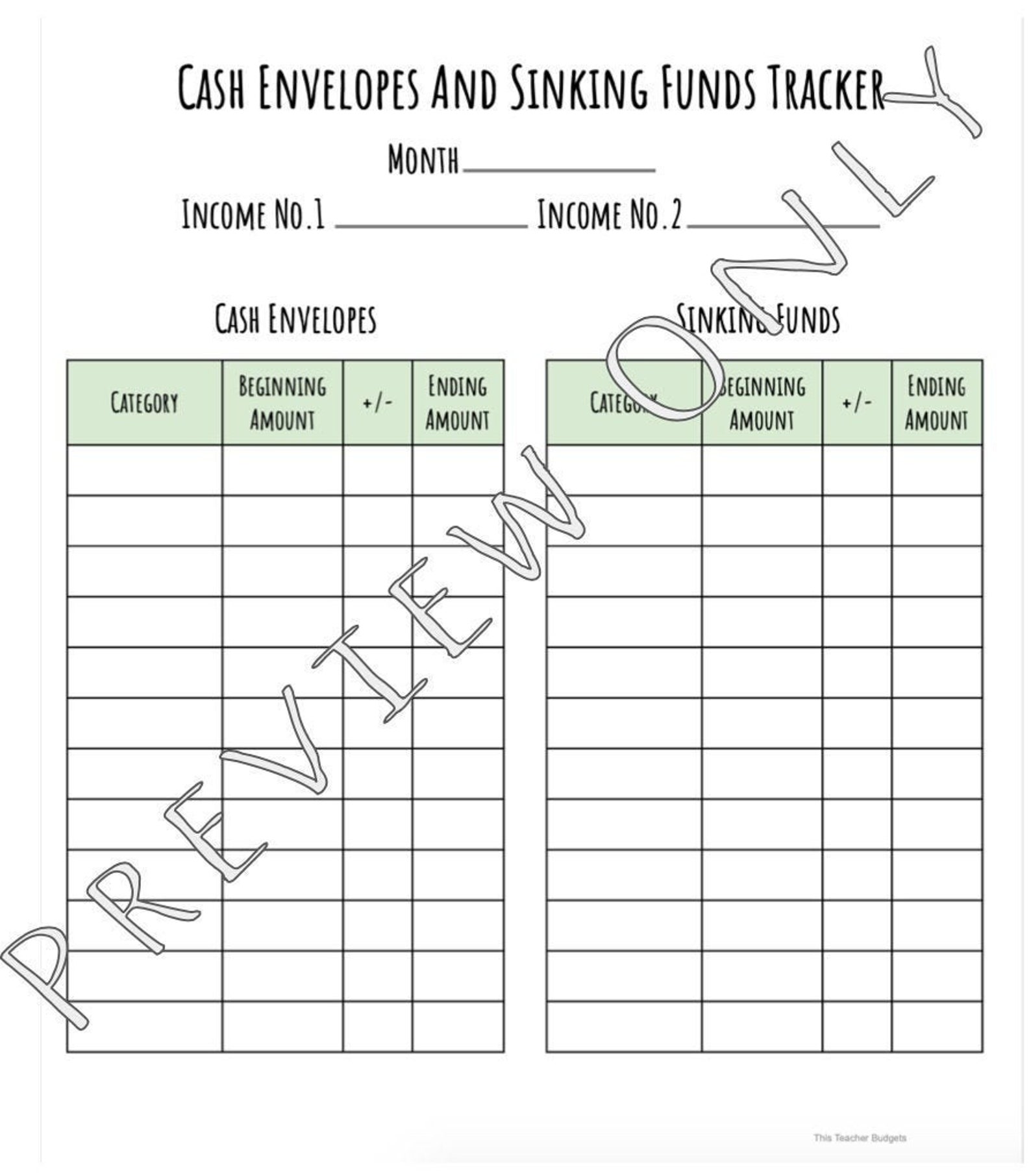 Cash Envelope and Sinking Fund Tracker - Etsy